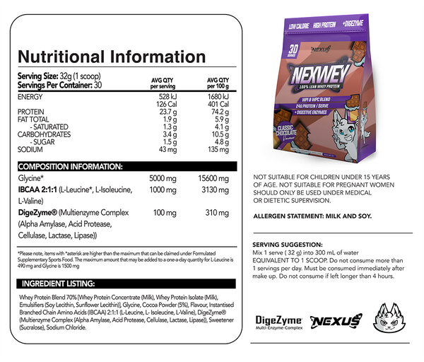 Nexus NexWey 100% Lean Whey Protein | ASN.co.nz - ASN Online