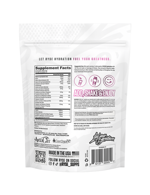 RYSE Hydration Sticks On-The-Go Electrolyte Drink | ASN.co.nz - ASN Online