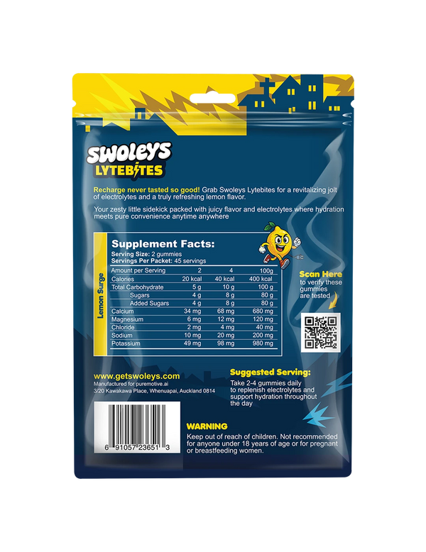 Swoleys Lytebites Electrolyte Gummies | ASN.co.nz - ASN Online